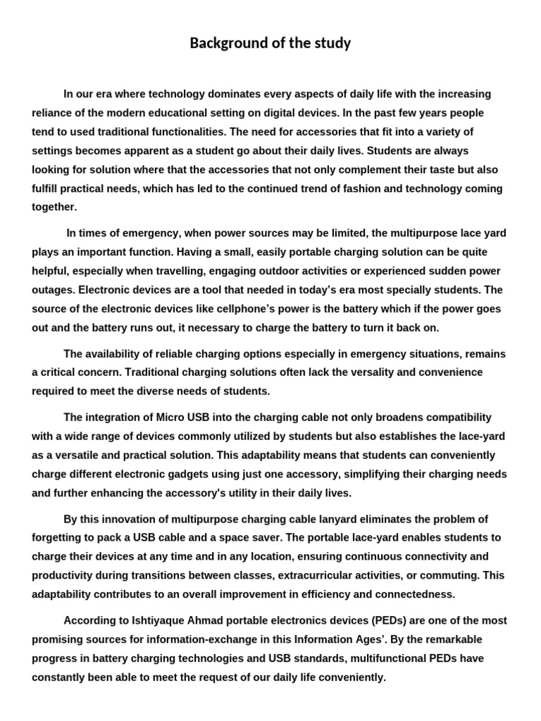 Background of The Study Drafts | PDF