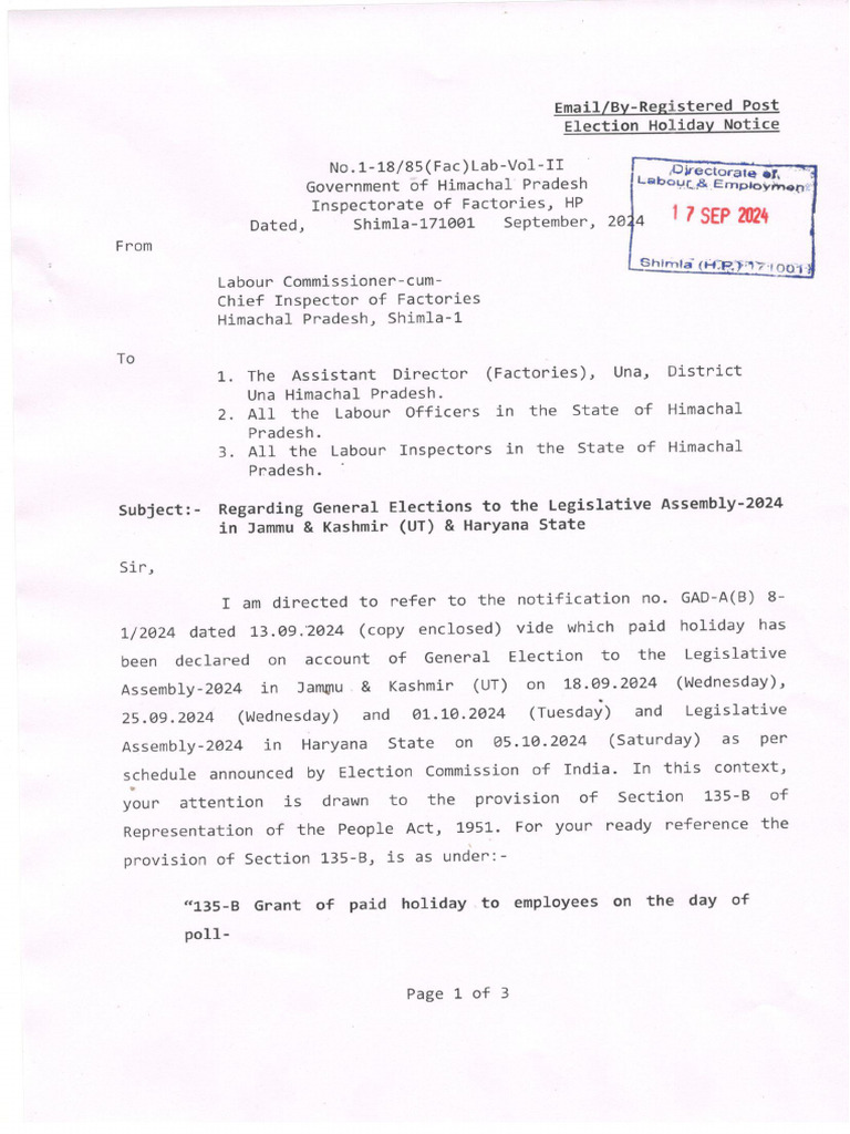 Declaration-Of-Paid-Holiday-On Occasion-Of General-Elections-And ...