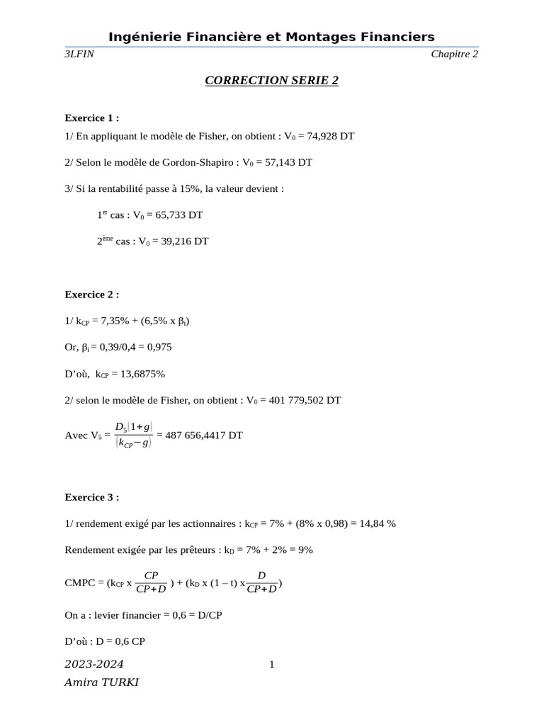 Correction série 2 IFMF | PDF