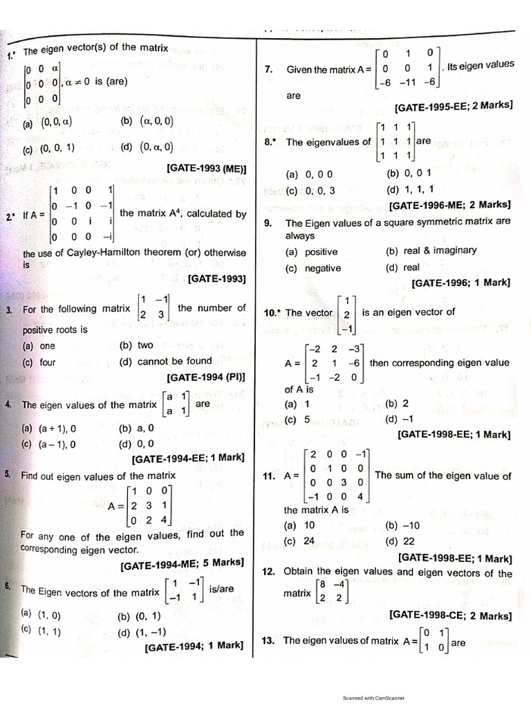 Eigen Values and Vectors | PDF