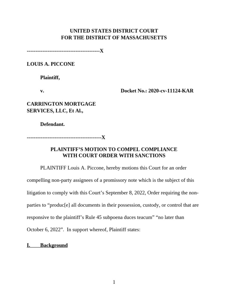 Lap Ma Motion To Compel Order 10-12 | PDF | Discovery (Law) | Federal ...