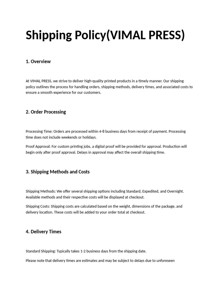 Shipping Policy-1 | PDF