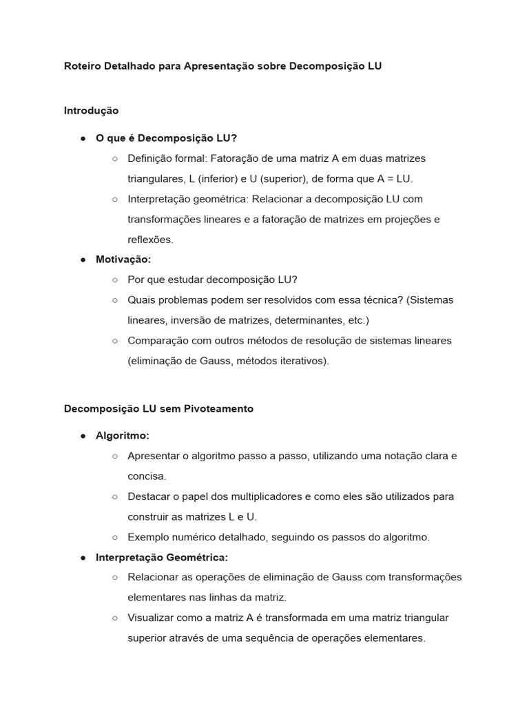 Apresentação sobre Decomposição LU | PDF