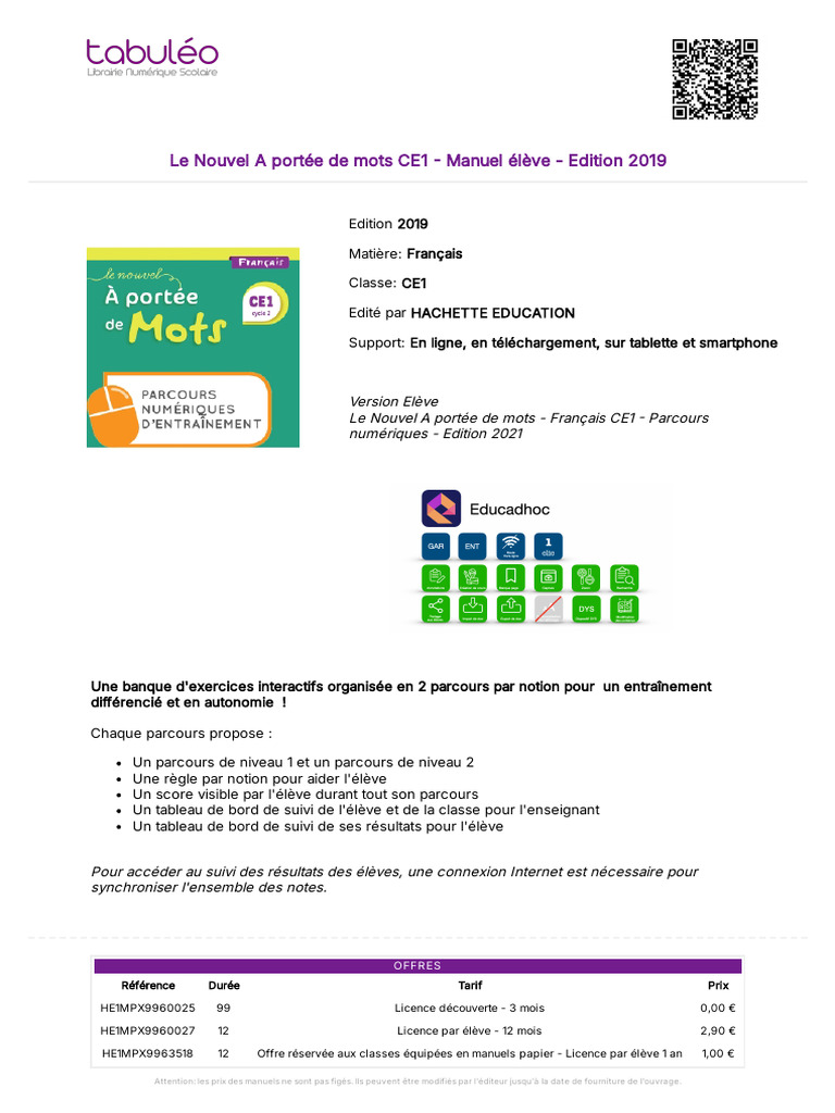 Le Nouvel A Portée de Mots CE1 - Manuel Élève - Edition 2019 ...