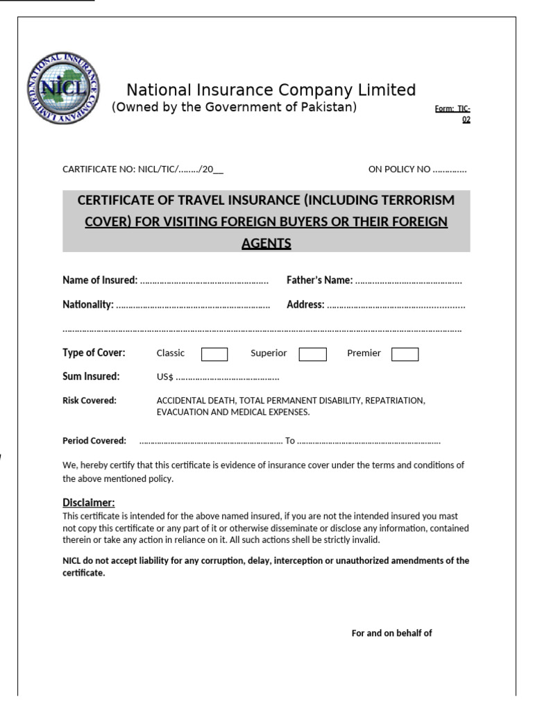 Certificate of Insurance | PDF
