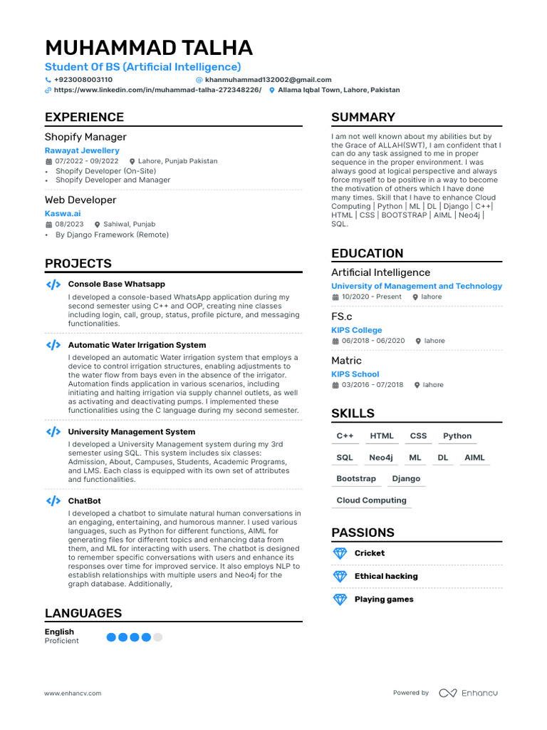 Muhammad Talha Resume | PDF