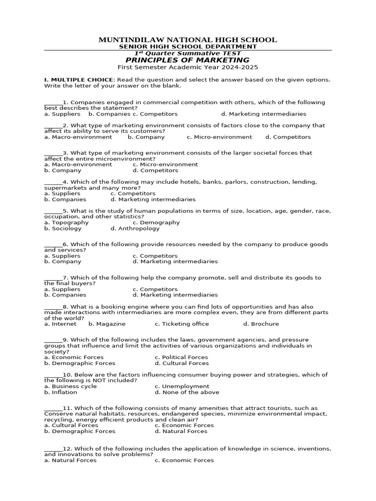 PM - Summative Test | PDF