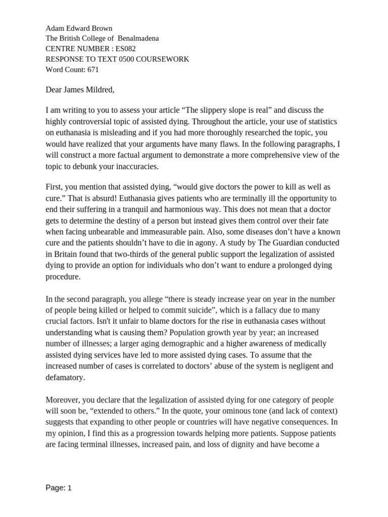 Euthanasia Coursework Adam | PDF
