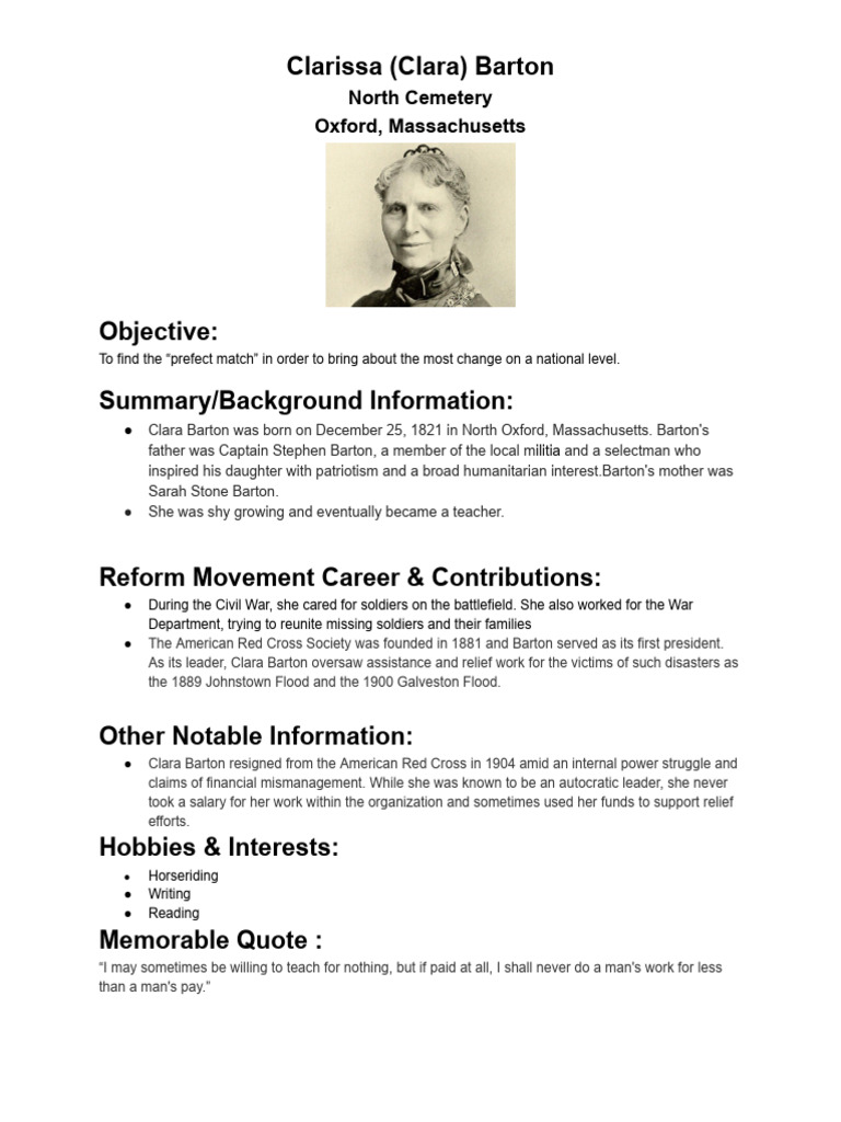 Clarissa (Clara) Barton | PDF