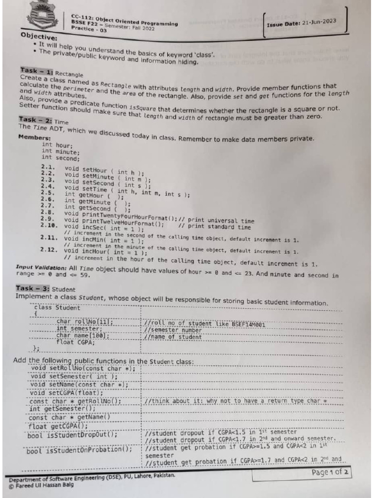 OOP Practice File 03 | PDF