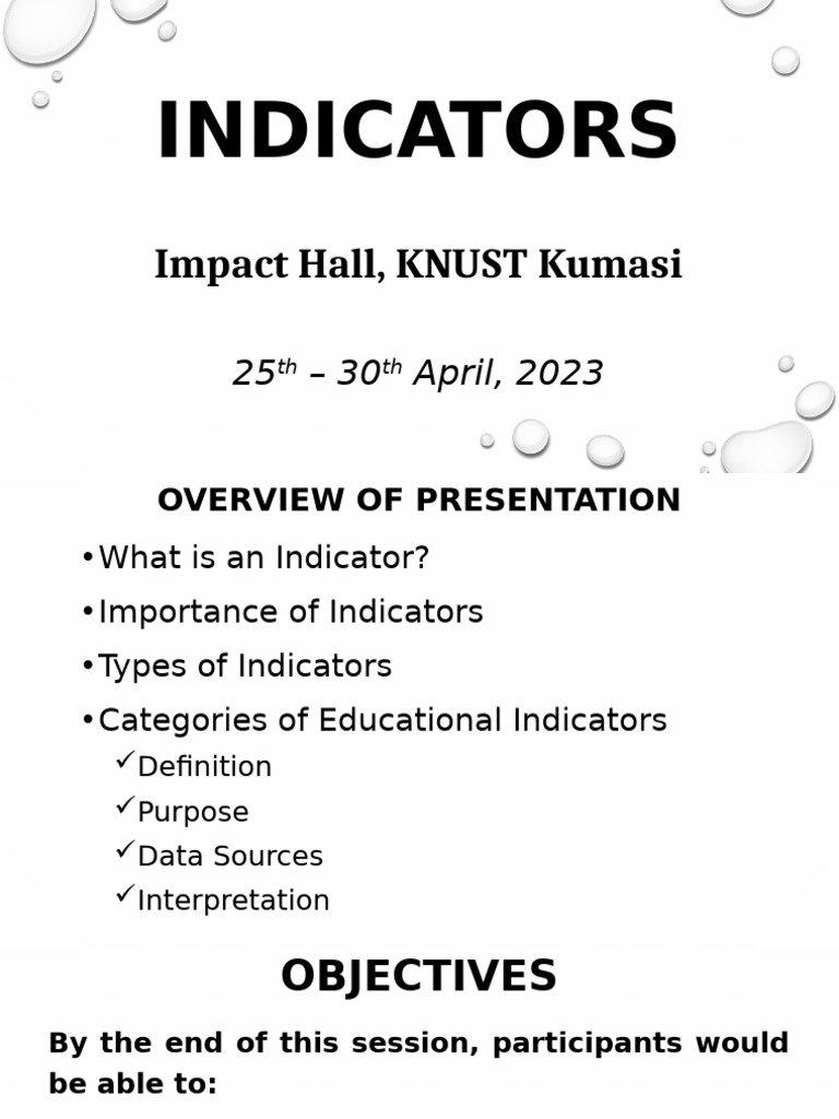 Presentation On EDUCATION INDICATORS - KNUST - 25-30 April 2023 | PDF