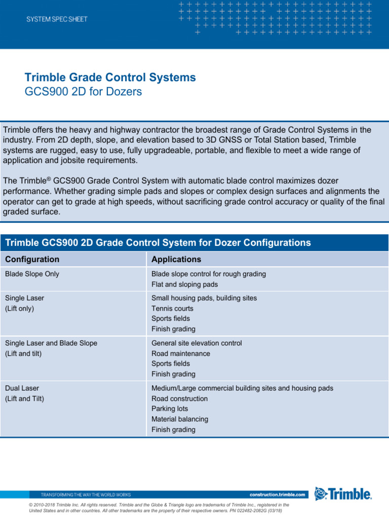 Spec Sheet-2Dand3D GCS900-Dozers | PDF