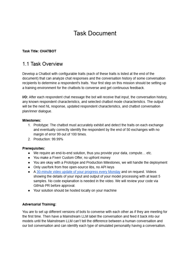6 Configurable Identification Chatbot Task Document | PDF