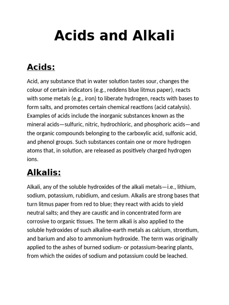 Acids and Alkali | PDF