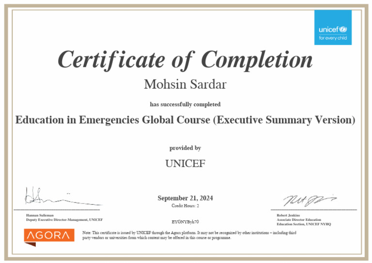 Education in Emergencies Global Course (Executive Summary Version ...