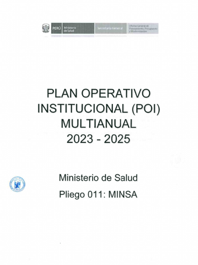 Plan Operativo Institucional (POI) Multianual 2023-2025 | PDF