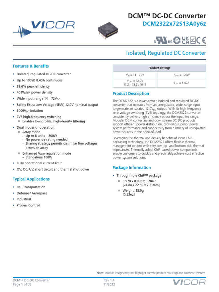 DCM Vicor DC DC 72VCC | PDF