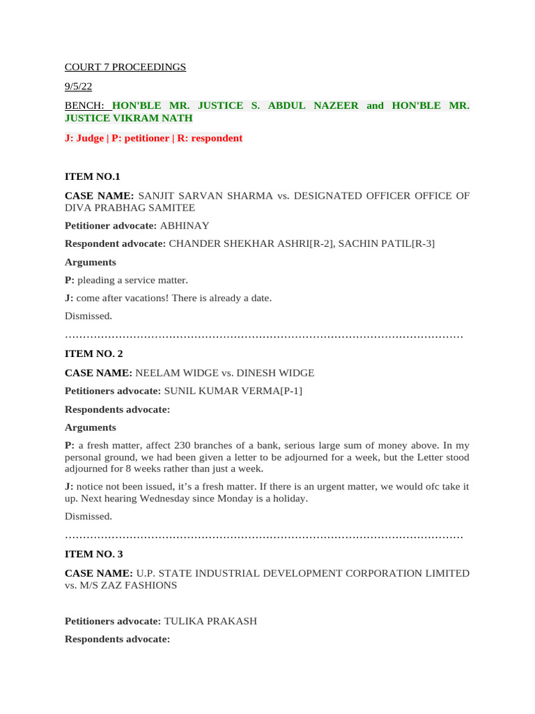 COURT 7 PROCEEDINGS | PDF