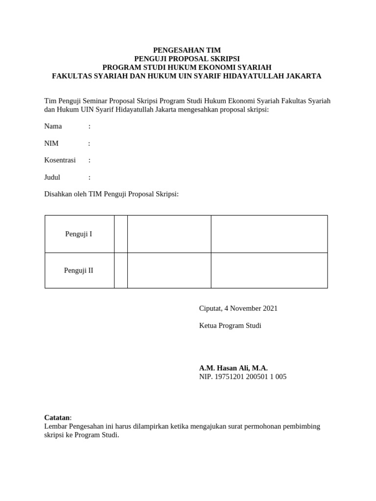 Lembar Pengesahan Proposal-1 | PDF