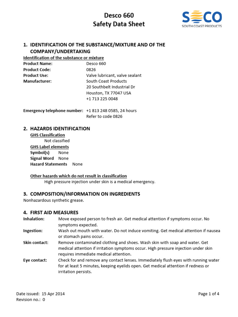 Desco_660_GHS | PDF