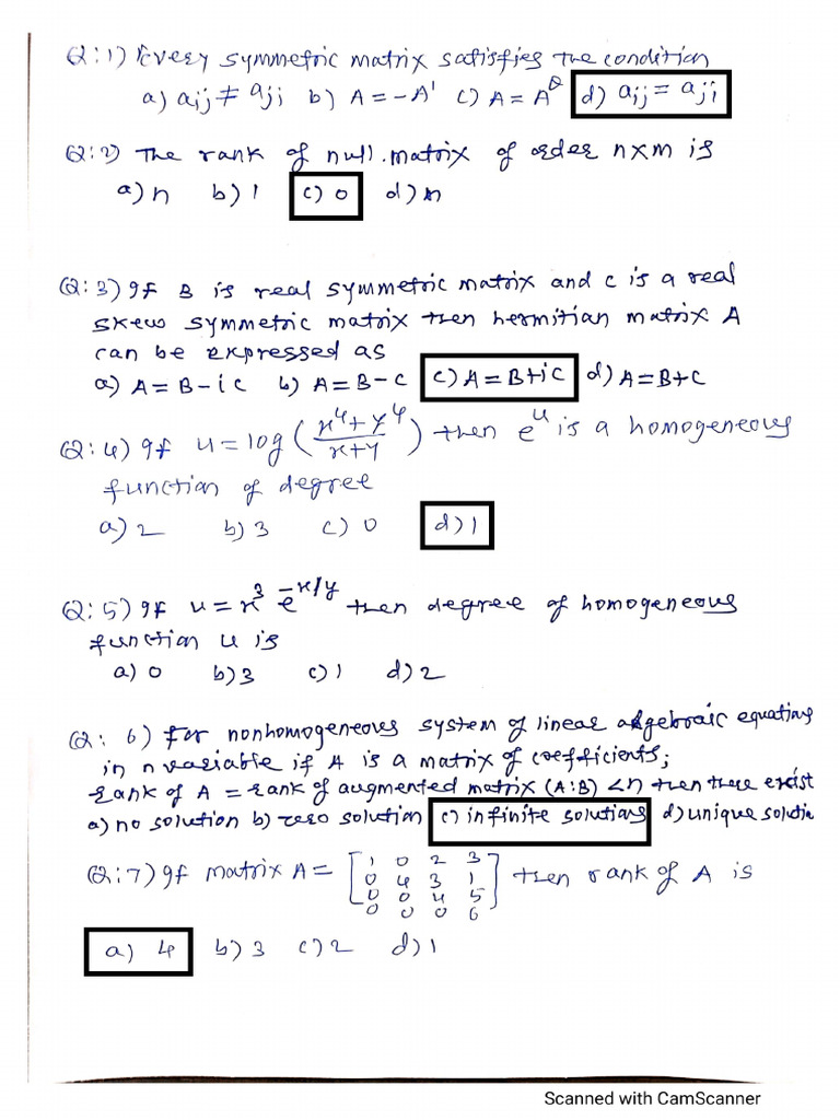 Maths Answers | PDF