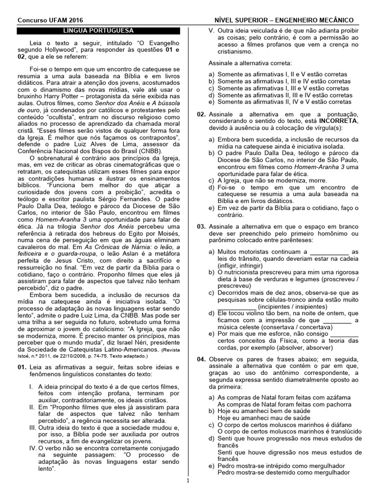 Prova ns13 Ufam2016 | PDF
