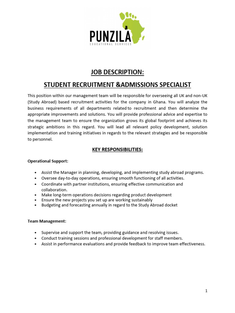 SR Admissions Specialist JD | PDF