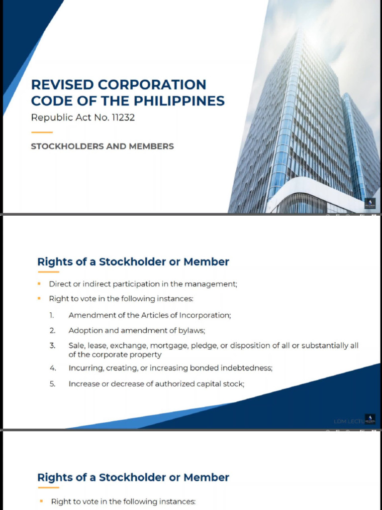 Revised Corporation Code 2 - LDM Lectures | PDF