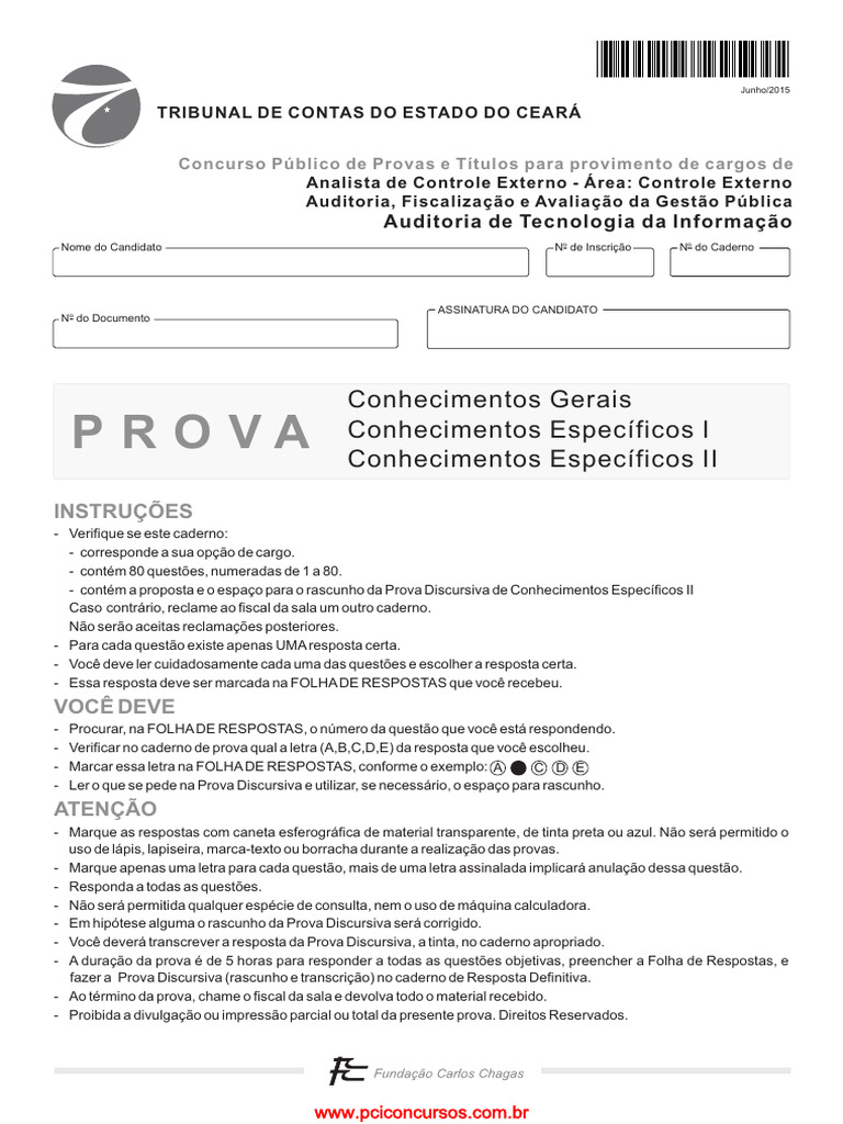 Prova e05 Tipo 001 | PDF