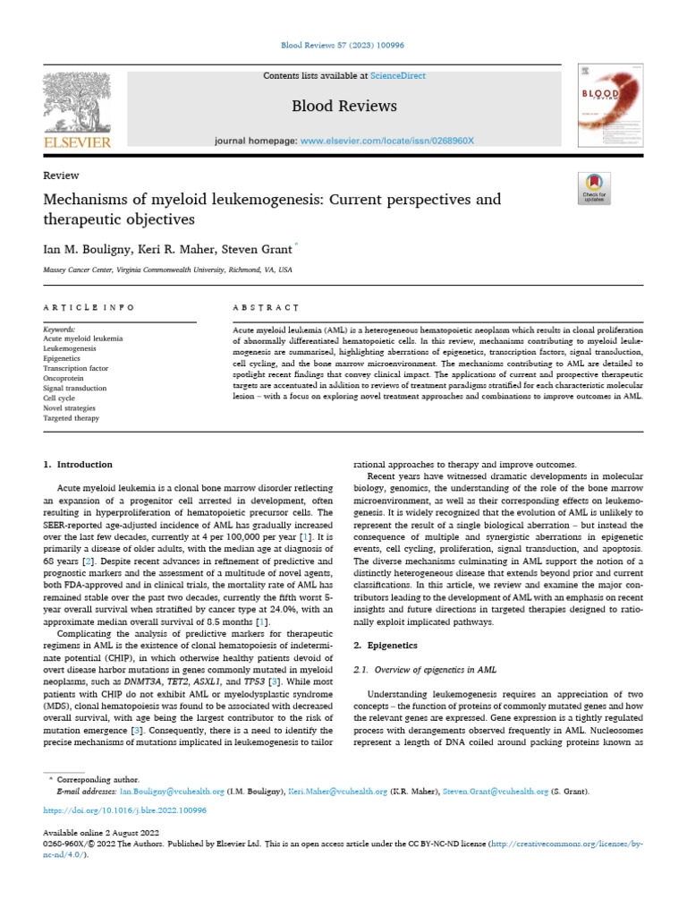 Leukemogenesis LMA | PDF