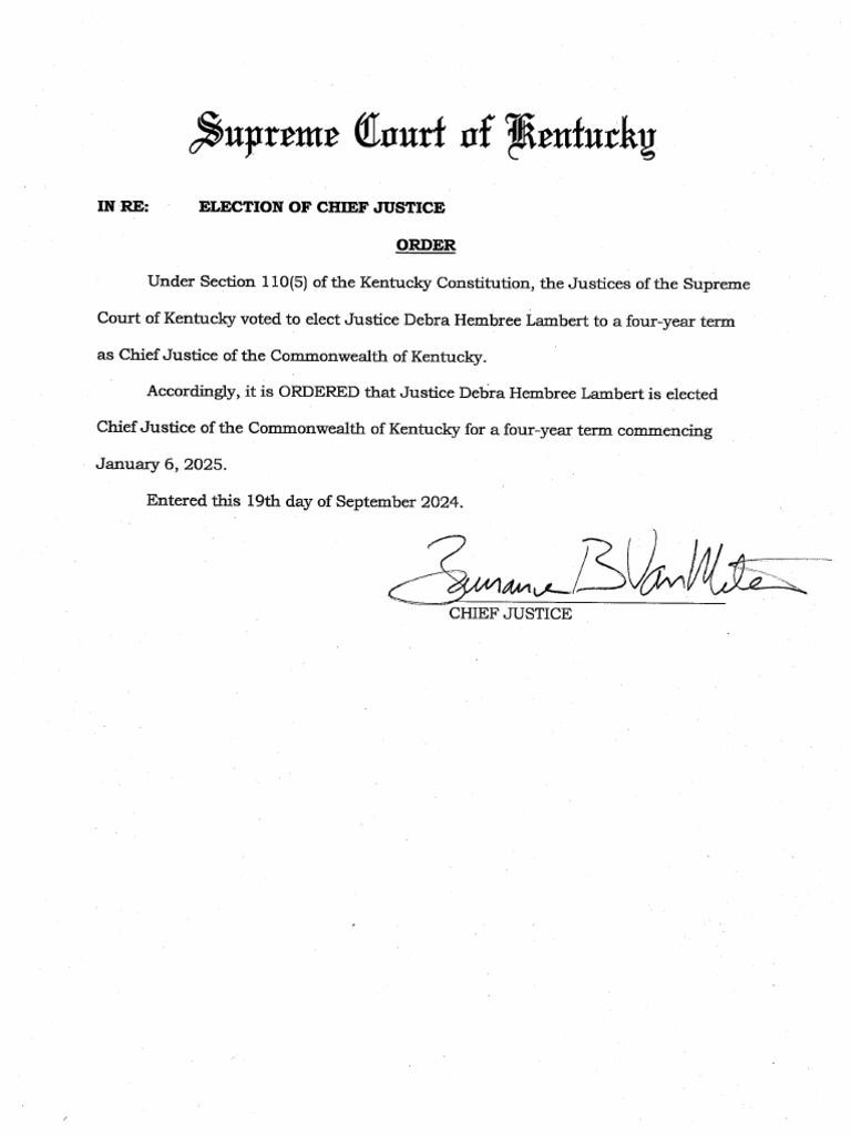 Chief Justice Election Lambert Order | PDF