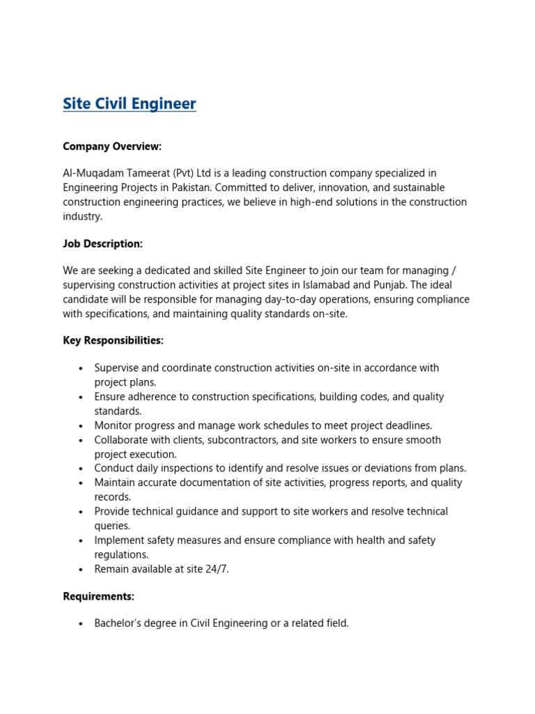 Job Advertisement Civil | PDF