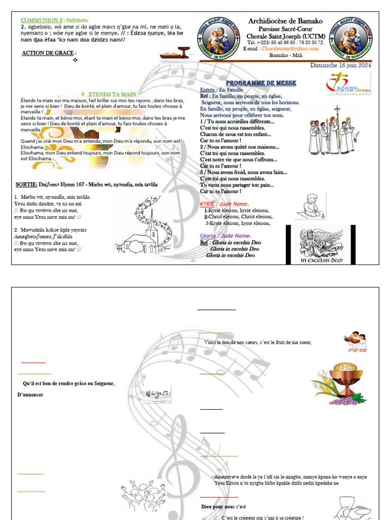 Programme de Messe Année B À Djélibougou 2024 | PDF