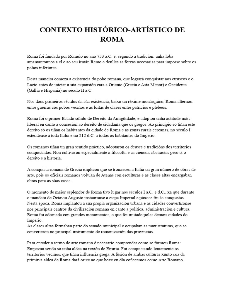 Contexto Histórico-Artístico de Roma | PDF