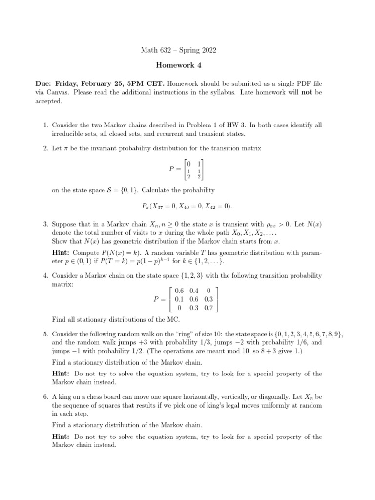 Math 632 HW4 Spring 2022 | PDF