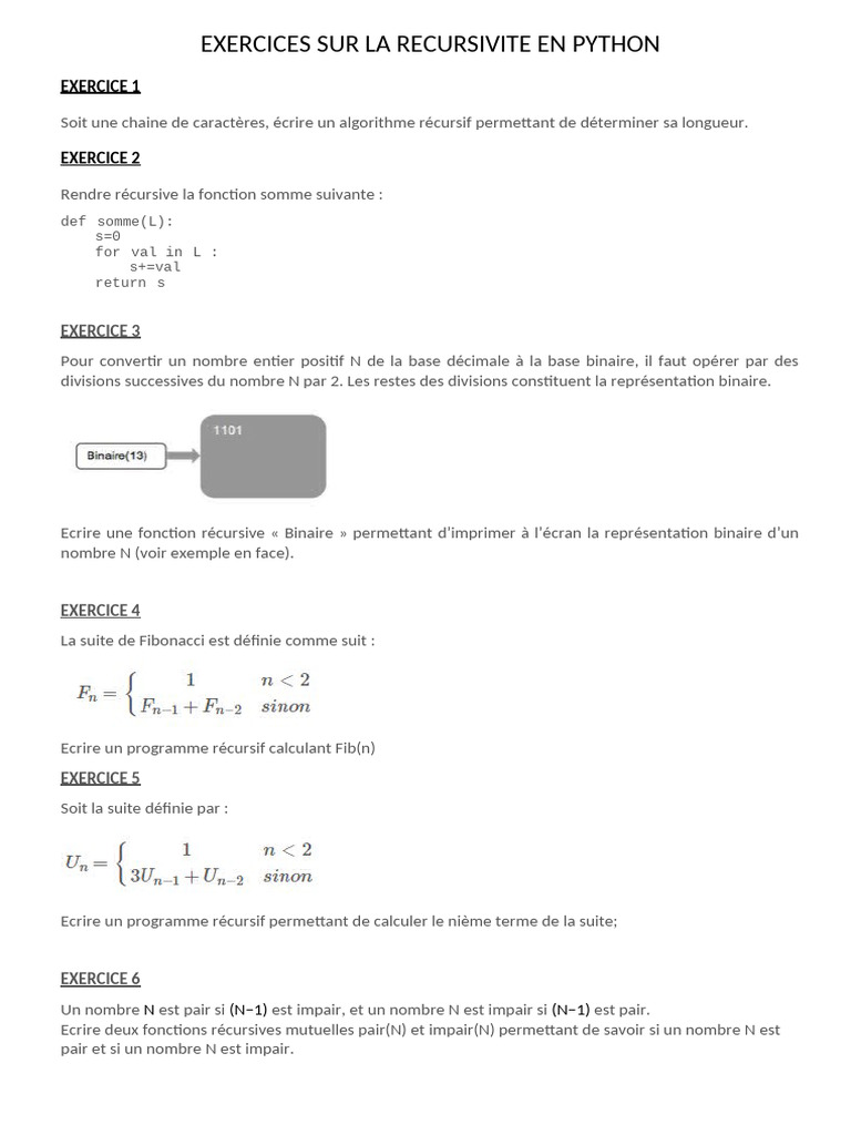 Exercices_sur_la_recursivite_en_python_élèves_bis | PDF