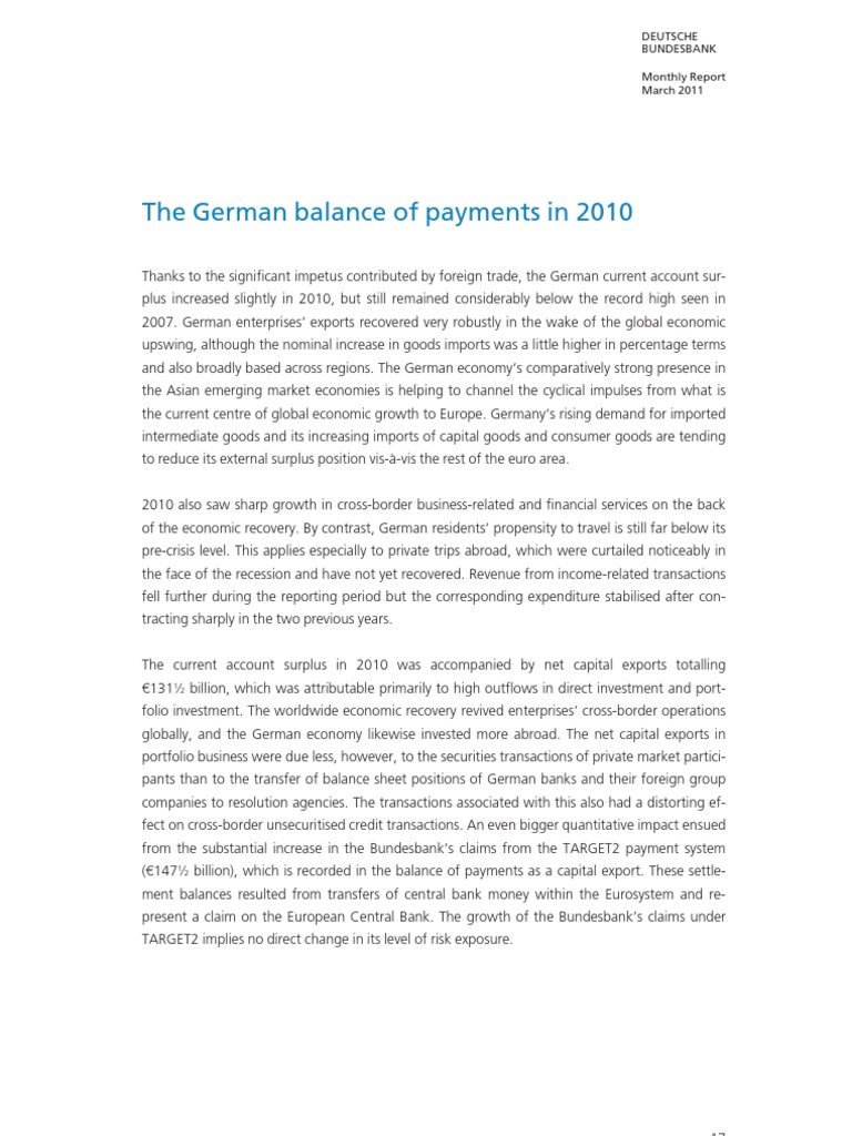201104mba en German Balance | PDF | Current Account | Euro