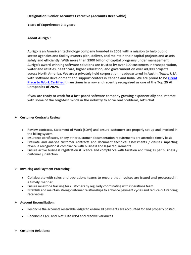 JD - Account Receivables | PDF