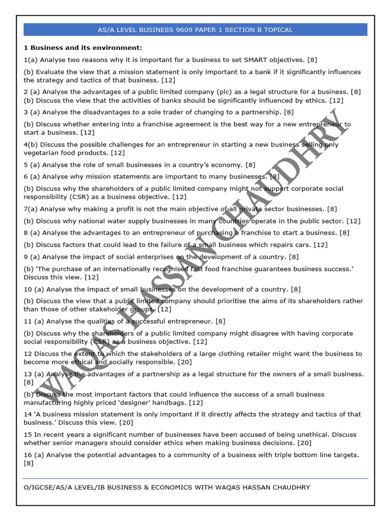 PAPER 1 SECTION B TOPICAL Wo | PDF