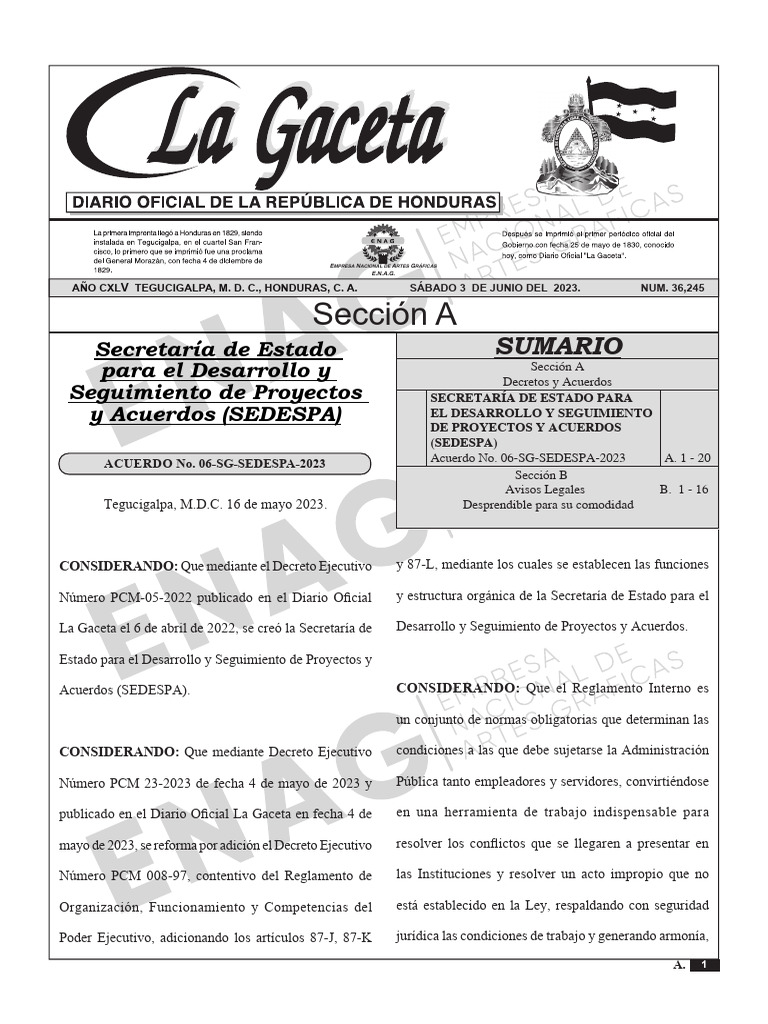 Gaceta 3 de Junio de 2023 36,245 Seccion A | PDF