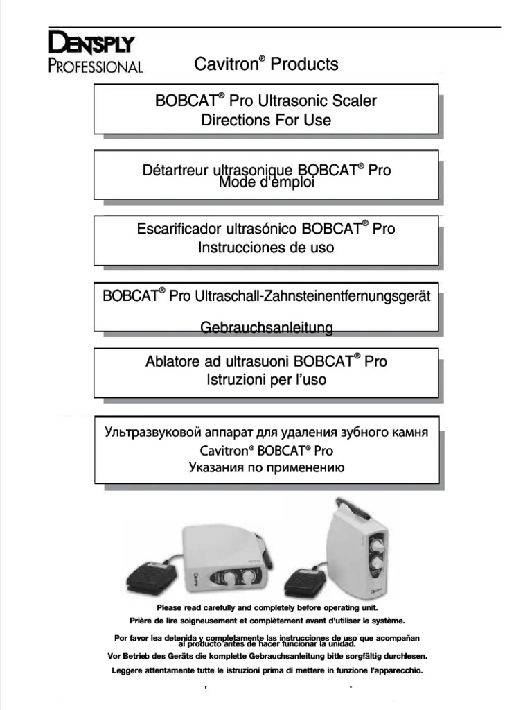 Manual de Uso - Cavitrón Dentisply BOBCAT Pro | PDF