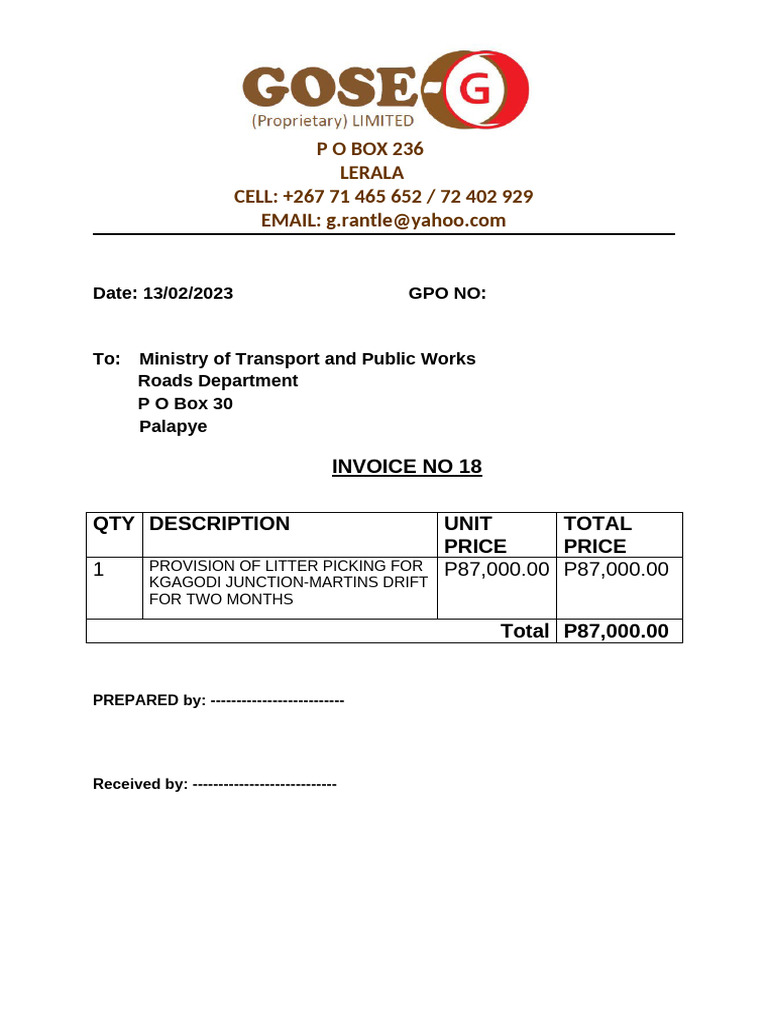 Lerala Invoice Updated (Current) | PDF