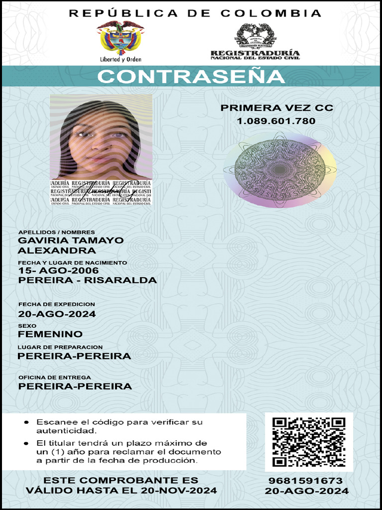 Comprobante de Documento en Tramite - Alexandra Gaviria Tamayo | PDF