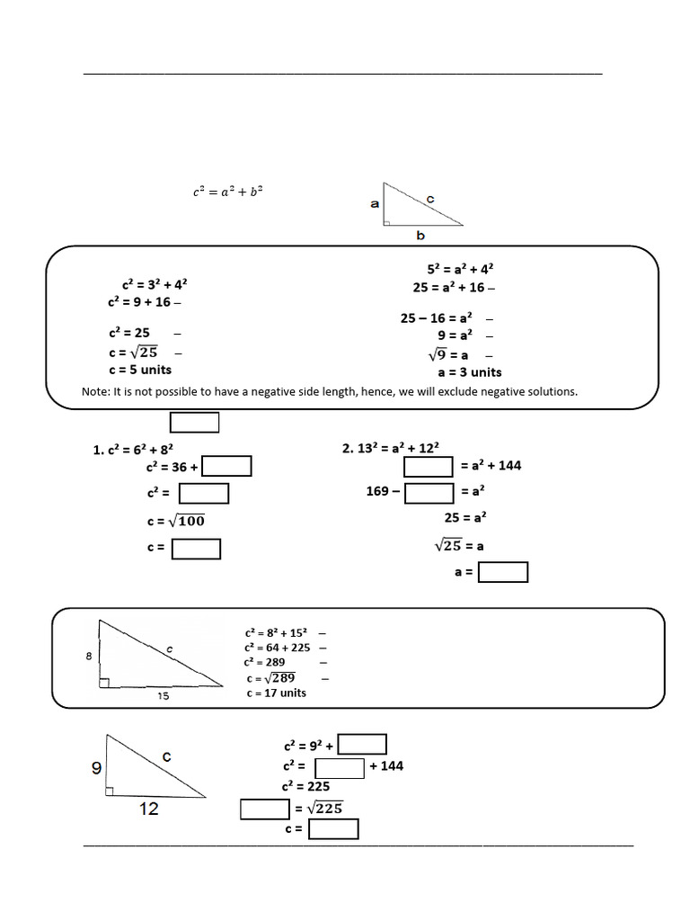 Worksheet No.7 Pythagorean Theorem | PDF