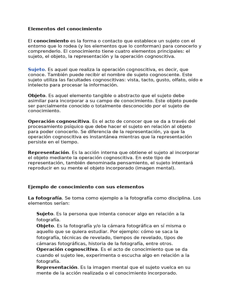 Elementos Del Conocimiento | PDF