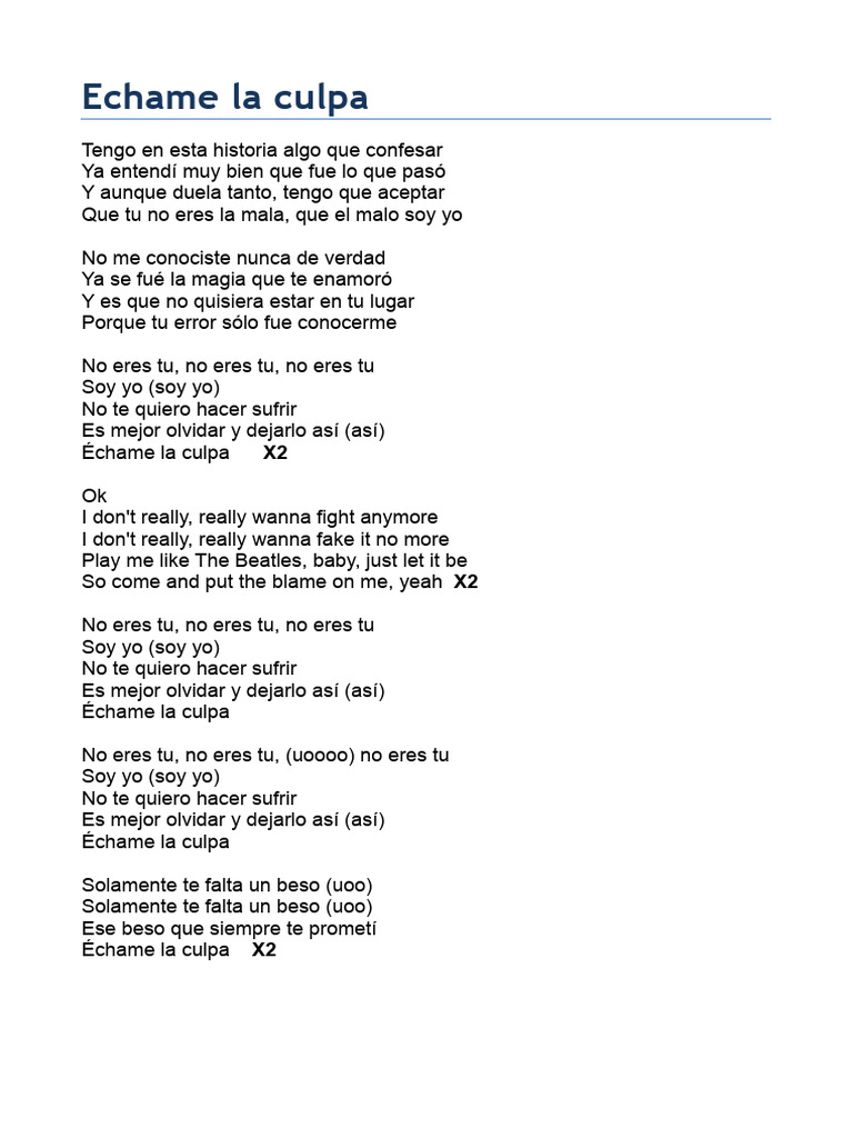 Echame La Culpa | PDF