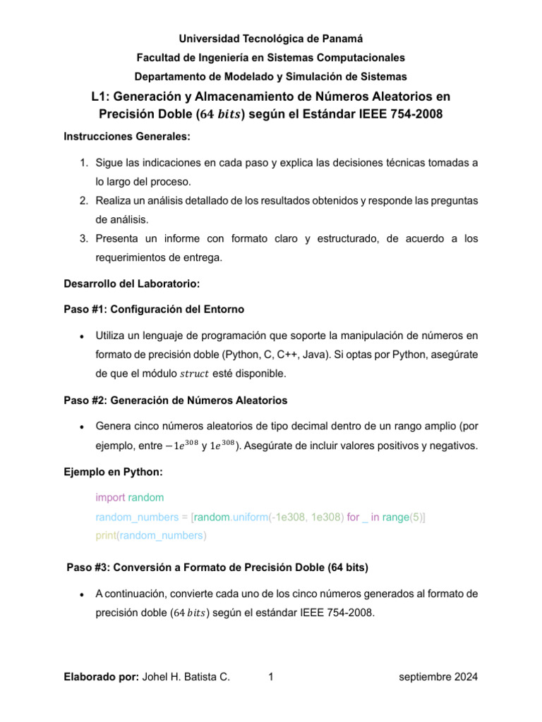 L1 - Números Aleatorios en Precisión Doble | PDF | Python (lenguaje de programación) | Poco
