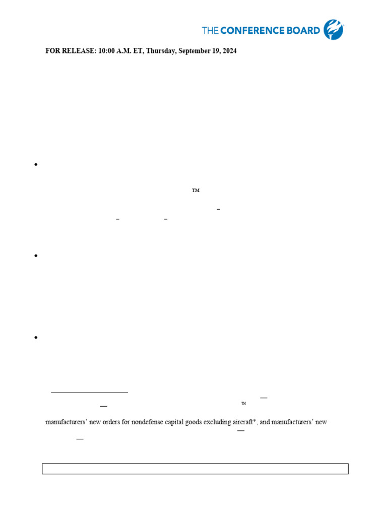 U.S. LEI Tech Notes-Sep. 2024 | PDF | Index (Economics) | Economic ...