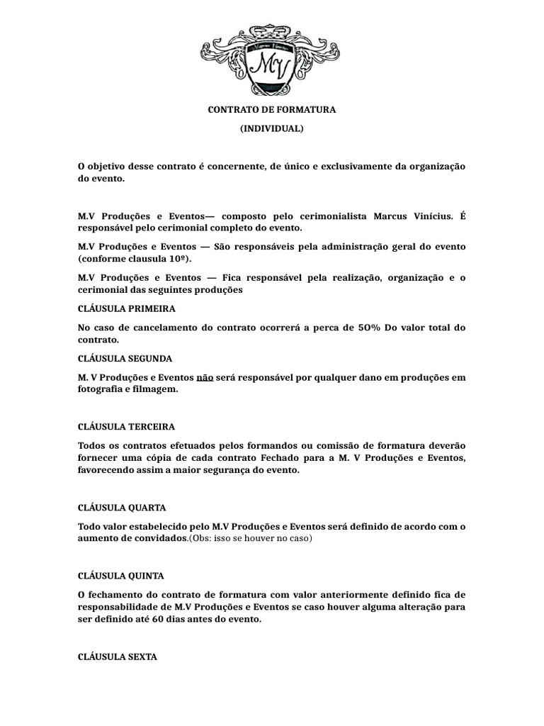 Contrato de Formatura | PDF