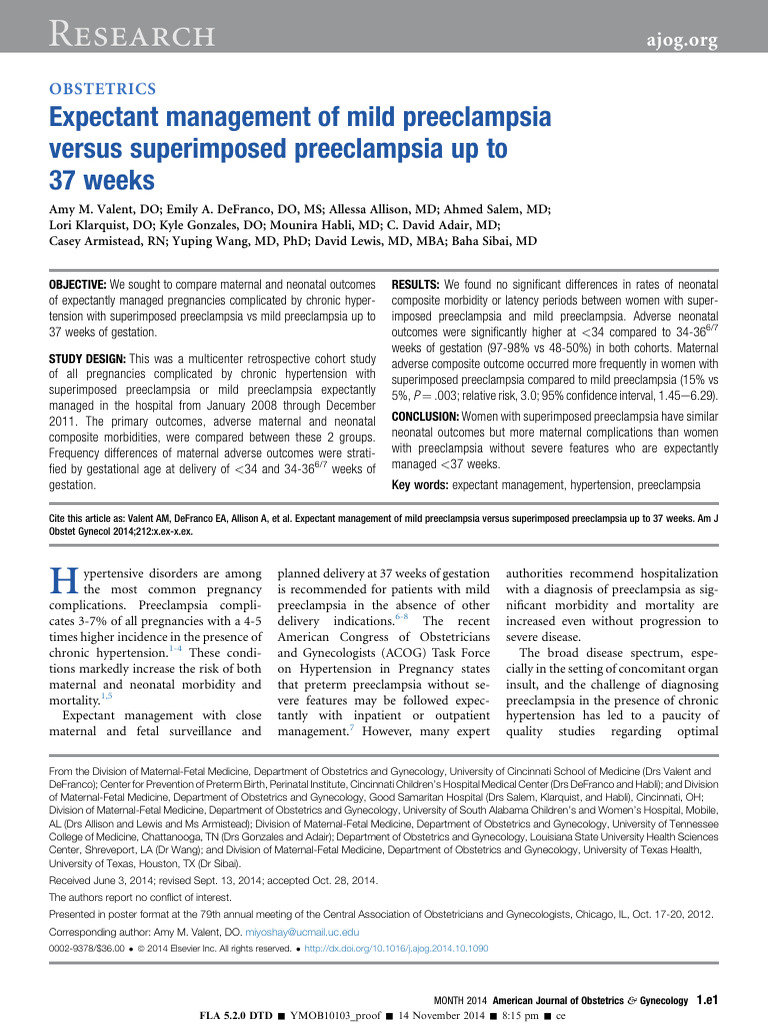 Expectant Management of Mild Preeclampsia Versus Superimposed ...